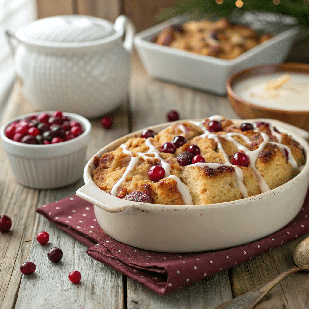 Festive Cranberry Orange Bread Pudding Recipe