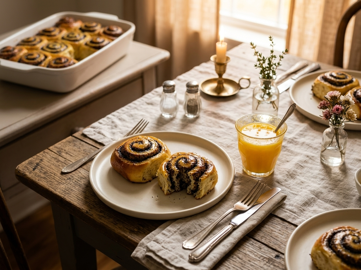 Poppy Seed Citrus Rolls with Orange Glaze
